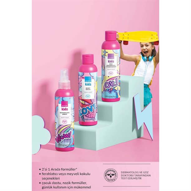 Avon Kids Fruity Çocuklar için 2'si 1 Arada Şampuan ve Saç Kremi 200ml
